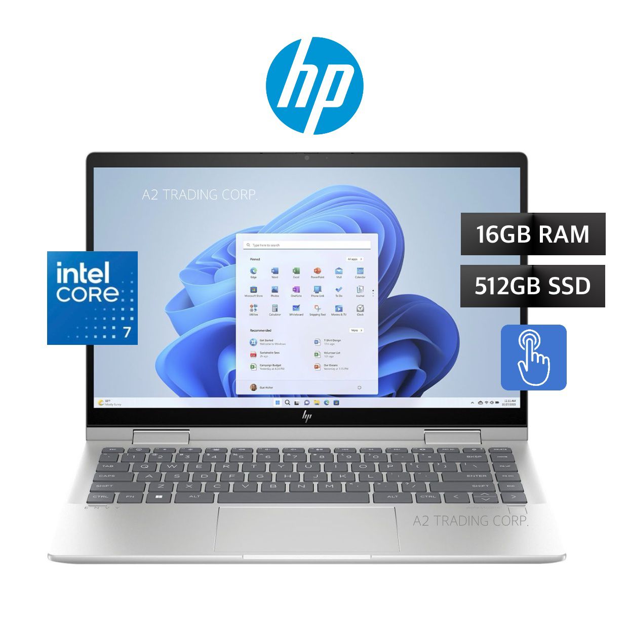 HP Envy 2-in-1 14" FHD Touchscreen Laptop, Intel Core i7-150U, 16GB RAM ...